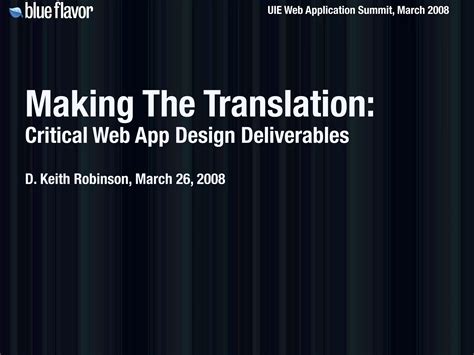 Making The Translation Critical Web App Design Deliverables PPT