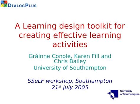 Ppt A Learning Design Toolkit For Creating Effective Learning