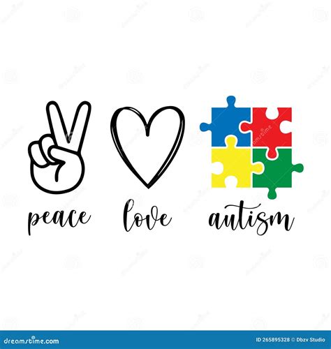 Paciência Amor Autismo Quebra cabeça Colorido No Fundo Branco
