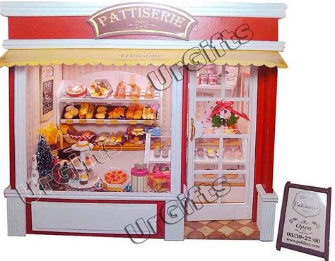 Dollhouse Miniature Diy Kit W Light Cake Store Bakery Bread Shop