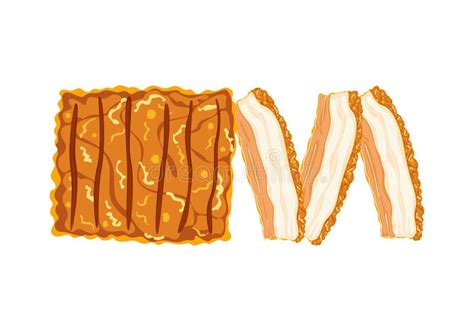 Set Of Vector Illustrations Flat Design Delicious Food Thai Food Crispy Pork Stock