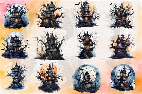 Haunted Halloween Houses SVG PNG Clipart Collection Witch House Spooky