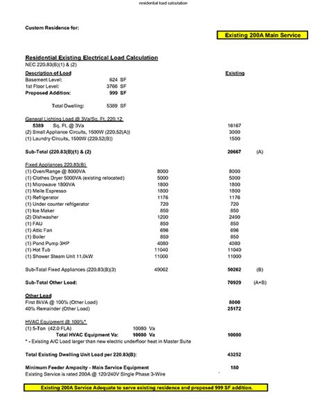 Nec Existing Load Calculation