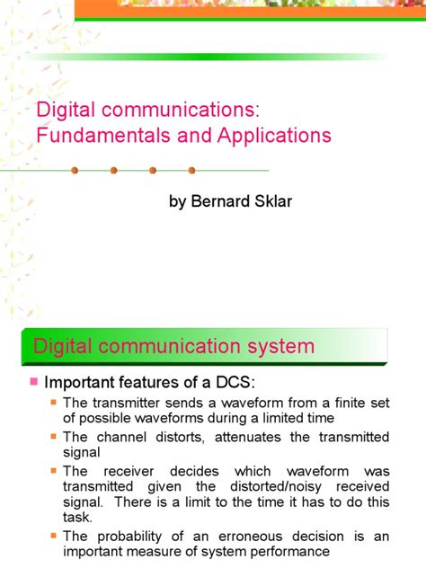 Digital Communications Fundamentals And Applications By Bernard Sklar