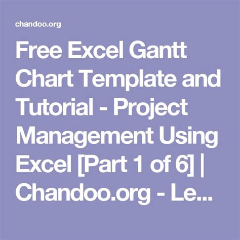 Free Excel Gantt Chart Template And Tutorial Project Management Using Excel Part Of