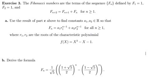 Solved The Fibonacci Numbers Are The Terms Of The Sequence Chegg