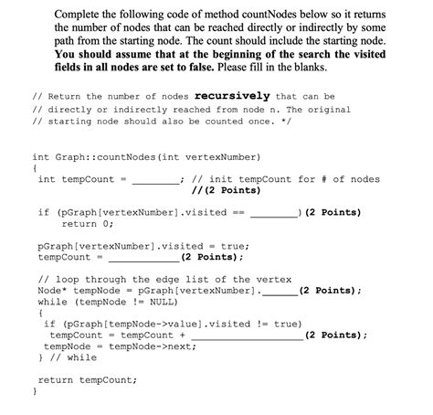 Solved Complete The Following Code Of Method Countnodes