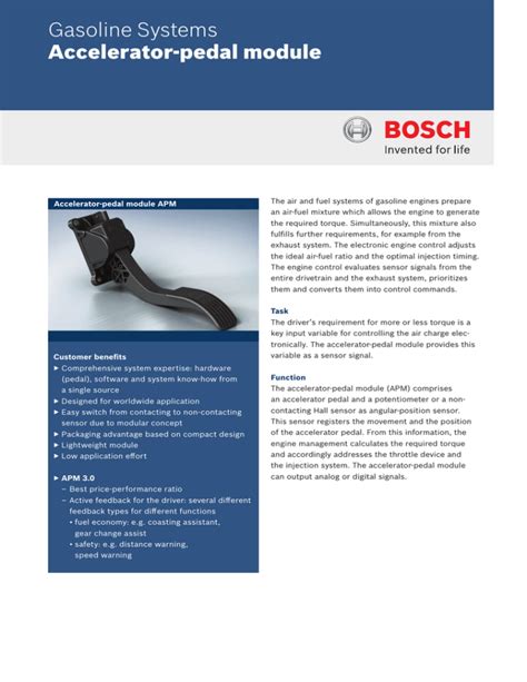 Bosch Accelerator Pedal Module Gasoline Systems