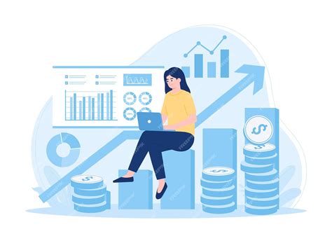 Premium Vector A Woman Analyzes An Improvement Graph Trending Concept