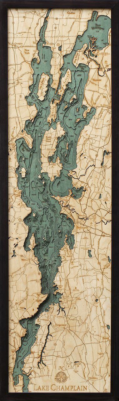 Bathymetric Map Lake Champlain New York Scrimshaw Gallery