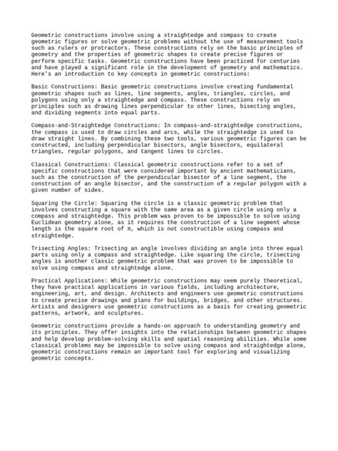 Geometric Constructions Pdf Geometry Circle