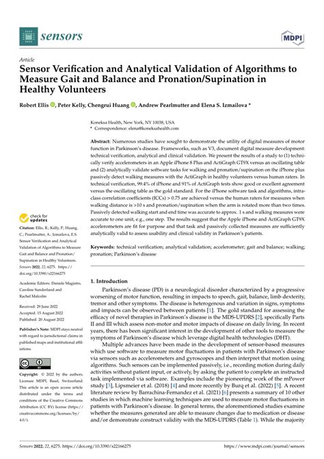 Pdf Sensor Verification And Analytical Validation Of Algorithms To