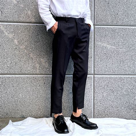 밑단 언발 옆트임 테이퍼드핏 남자 스판 슬랙스 다리길어보이는 바지 슬림핏 일자핏 네이버 블로그