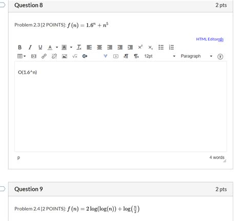 Solved Problem 2 20 Points Big Oh Time Complexity