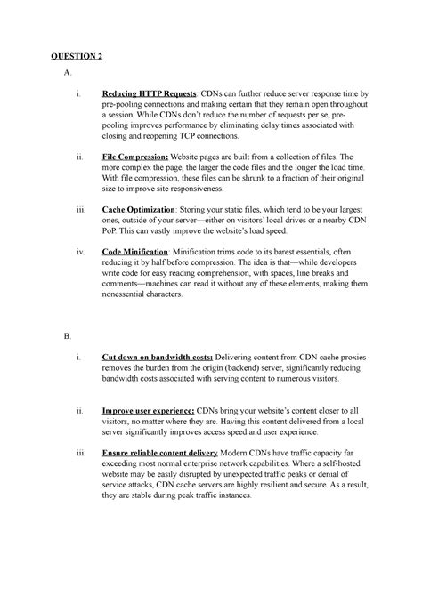 Exam Solution Data Communication And Networking Question 2 A I Reducing Requests