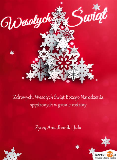 Zdrowych Wesołych Świąt Bożego Narodzenia spędzonych w gronie rodziny Darmowe kartki