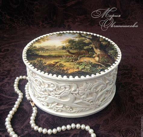 Шкатулка для украшений «В старом парке Старинная шкатулка круглая Декупаж коробки Шкатулка