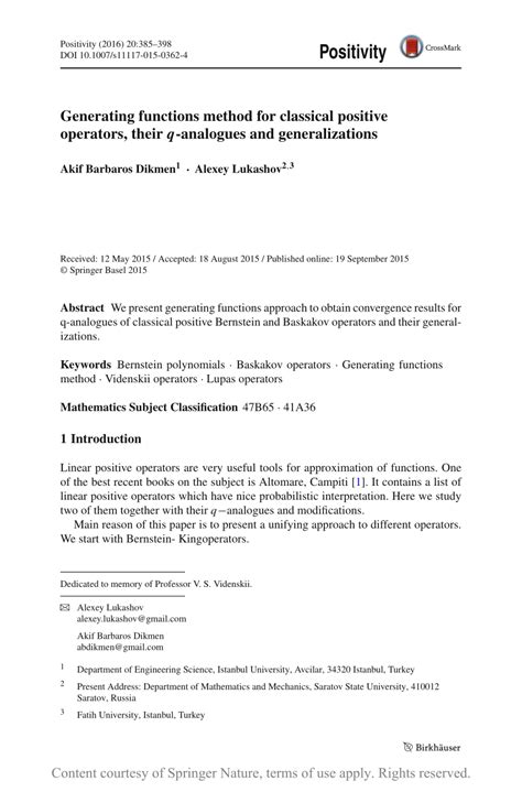 Generating Functions Method For Classical Positive Operators Their Q Analogues And Generalizations