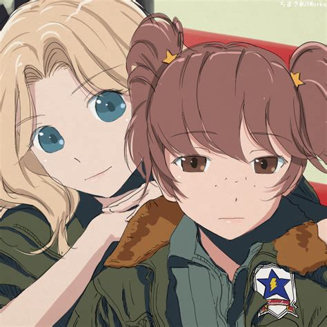 Safebooru 2girls Akagi Fmttps Alisa Girls Und Panzer Bangs Blonde