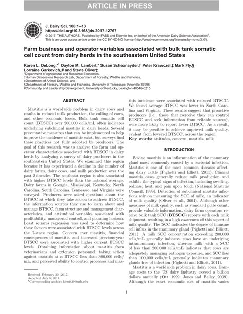 Pdf Farm Business And Operator Variables Associated With Bulk Tank