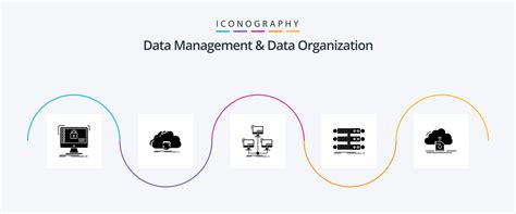 Data Management And Data Organization Glyph 5 Icon Pack Including rack. server. data. computer ...