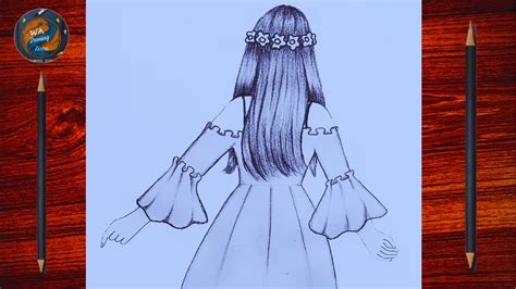 Easy Girl In A Dress Pencil Sketch Step By Step Drawing Tutorial For