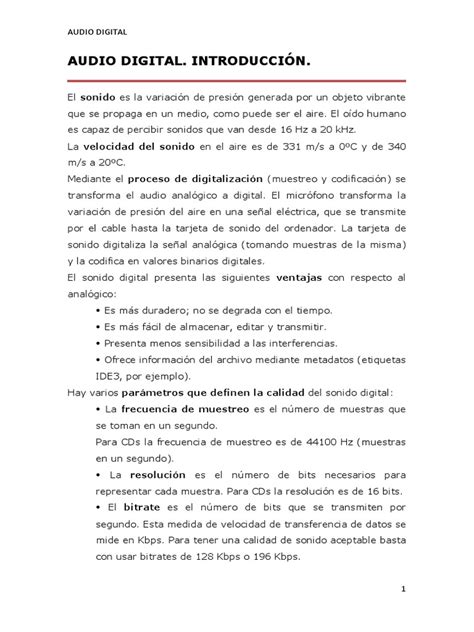 an introduction to digital audio principles parameters formats and