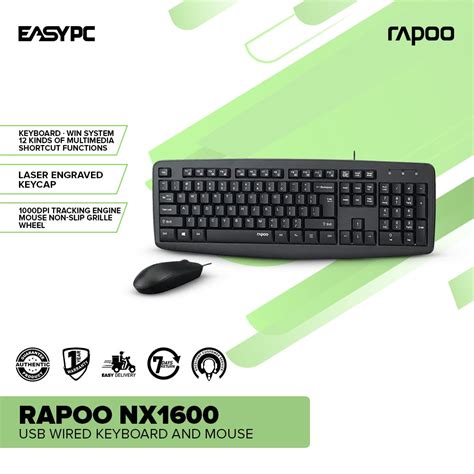 Rapoo Nx1600 Usb Wired Spill Resistant Design Non Slip Grille Wheel Pl Easypc