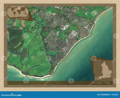 Eastbourne England Great Britain Low Res Satellite Labelled Stock