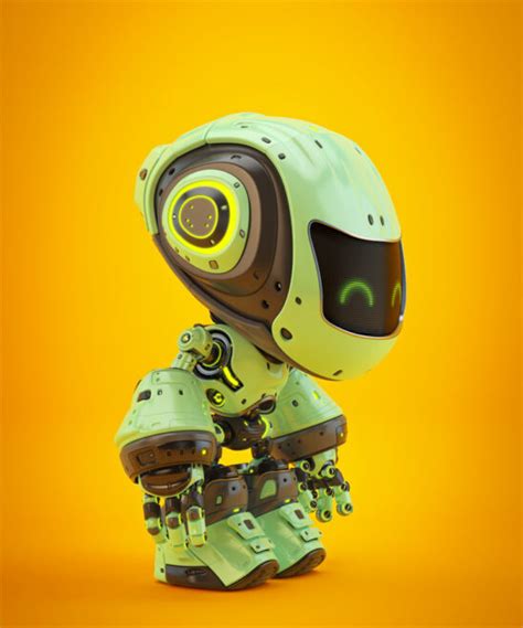 green android robot toy mocco in side angle buyourobot