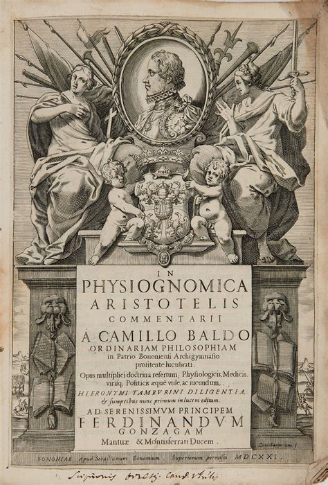 Baldi Camillo 1547 1634 In Physiognomica Aristotelis Commentarii Il Ponte Casa Daste