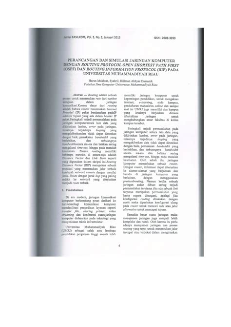 Pdf Perancangan Dan Simulasi Jaringan Komputer Dengan Routing