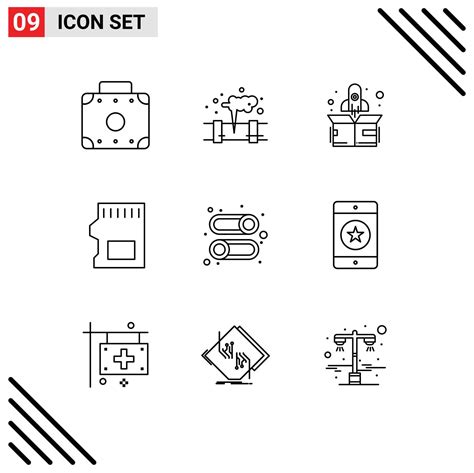 9 universal outline signs symbols of disable interface start enable