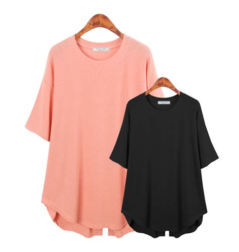 허밍퍼플 여성용 7343 세니 절개 뒷 트임 Rd 빅사이즈 반팔 티 라운드 찰랑 차르르 루즈핏 여름 여성의류 티몬