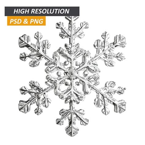 Silver Snowflake Isolated On White Premium Ai Generated Psd