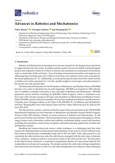 pdf advances in robotics and mechatronics