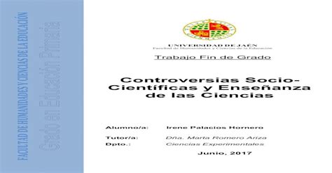 Controversias Socio Científicas Y Enseñanza De Las Cienciastaujaujaen