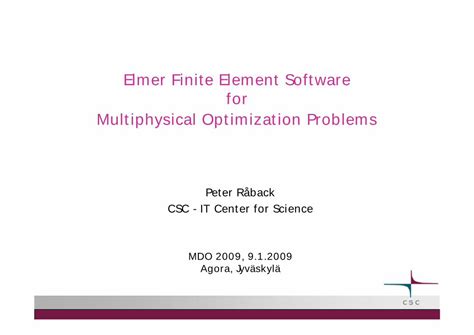 pdf elmer finite element software for multiphysical · pdf