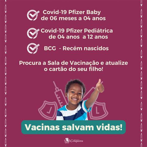 Dia De Vacinação Infantil Prefeitura Municipal De Conquista Mg