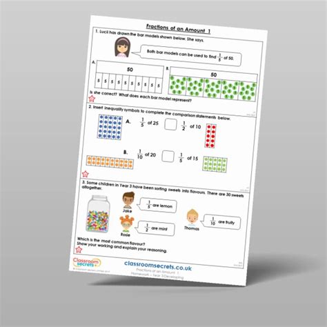 Year 3 Fractions Of An Amount 1 Homework Resource Classroom Secrets
