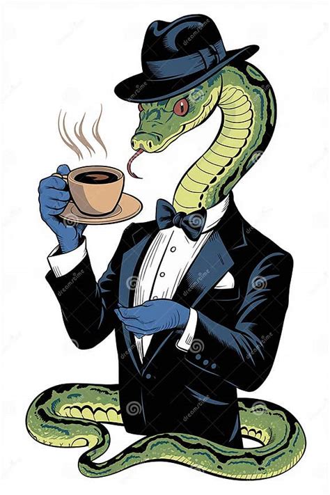 The Python Offers A Cup Of Coffee Stock Illustration Illustration Of Offers Drawing 339588513