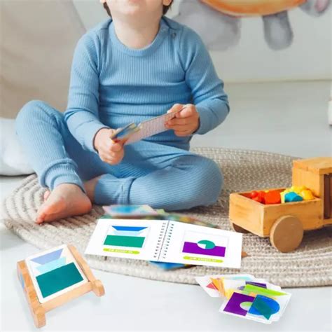 Wooden Pattern Blocks Focus Color Cognition Tangram Toy Brain Teaser