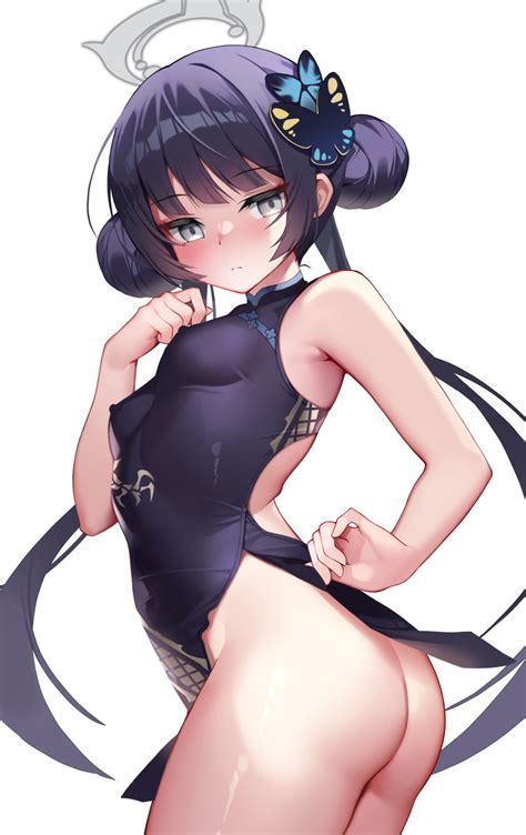Rule 34 1girls Ass Bangs Bare Shoulders Black Hair Blue Archive