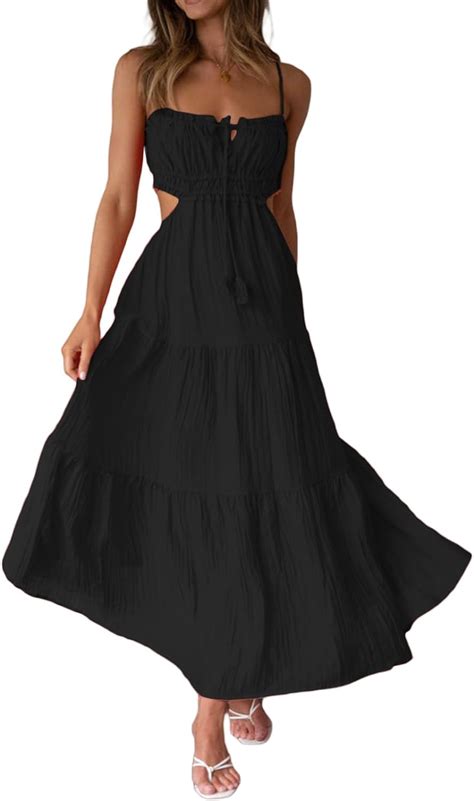 Women Sexy Low Cut Spaghetti Strap Dress Y2k Bodycon Long