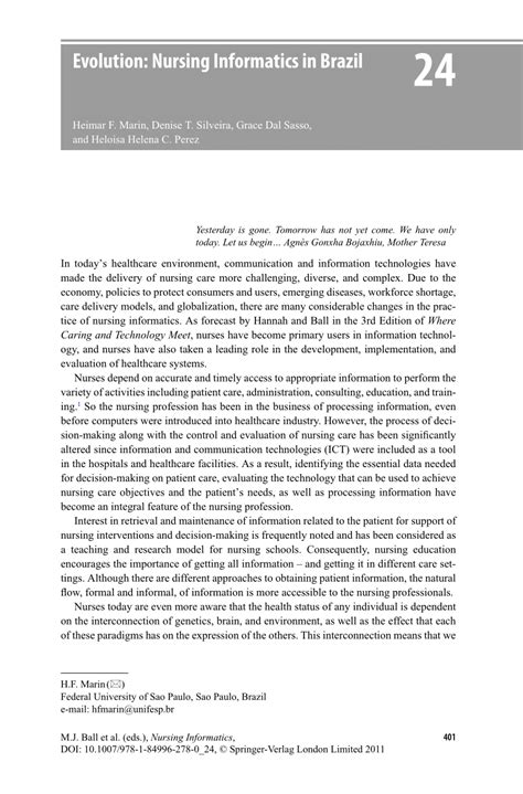 PDF Evolution Nursing Informatics In Brazil