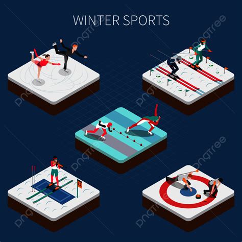 Do Sport Vector Hd Images Winter Sport Isometric People Composition