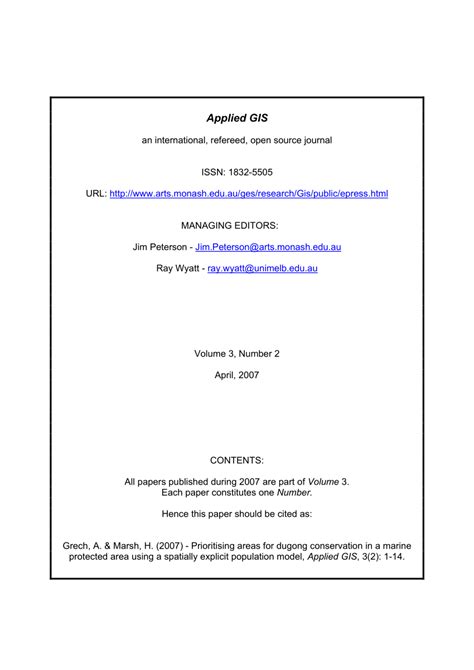 Pdf Prioritising Areas For Dugong Conservation In A Marine Protected