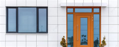 Aluminum Composite Facade Cladding With One Glass Window Modern Architecture Background Window