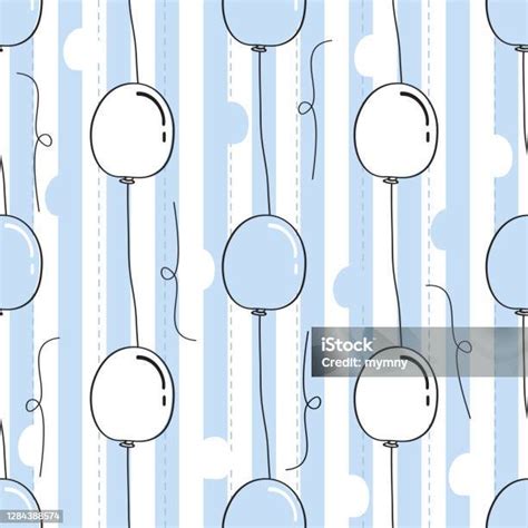 매끄러운 손으로 그린 파란색과 흰색 풍선 패턴 에 스티프 배경 놀이에 대한 스톡 벡터 아트 및 기타 이미지 놀이 벽 0명 Istock
