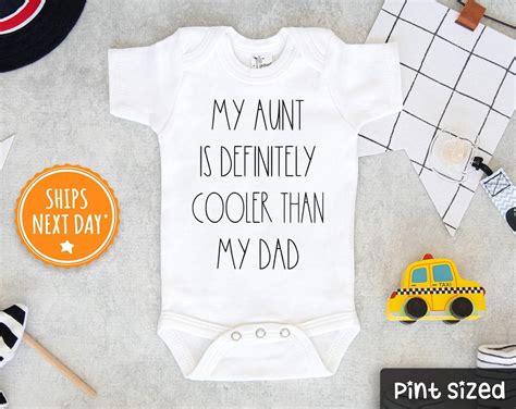 LuvlyFunny Aunt Is Cooler Than Dad Baby Funny Aunt Baby Cute Cool Aunt New Born Baby